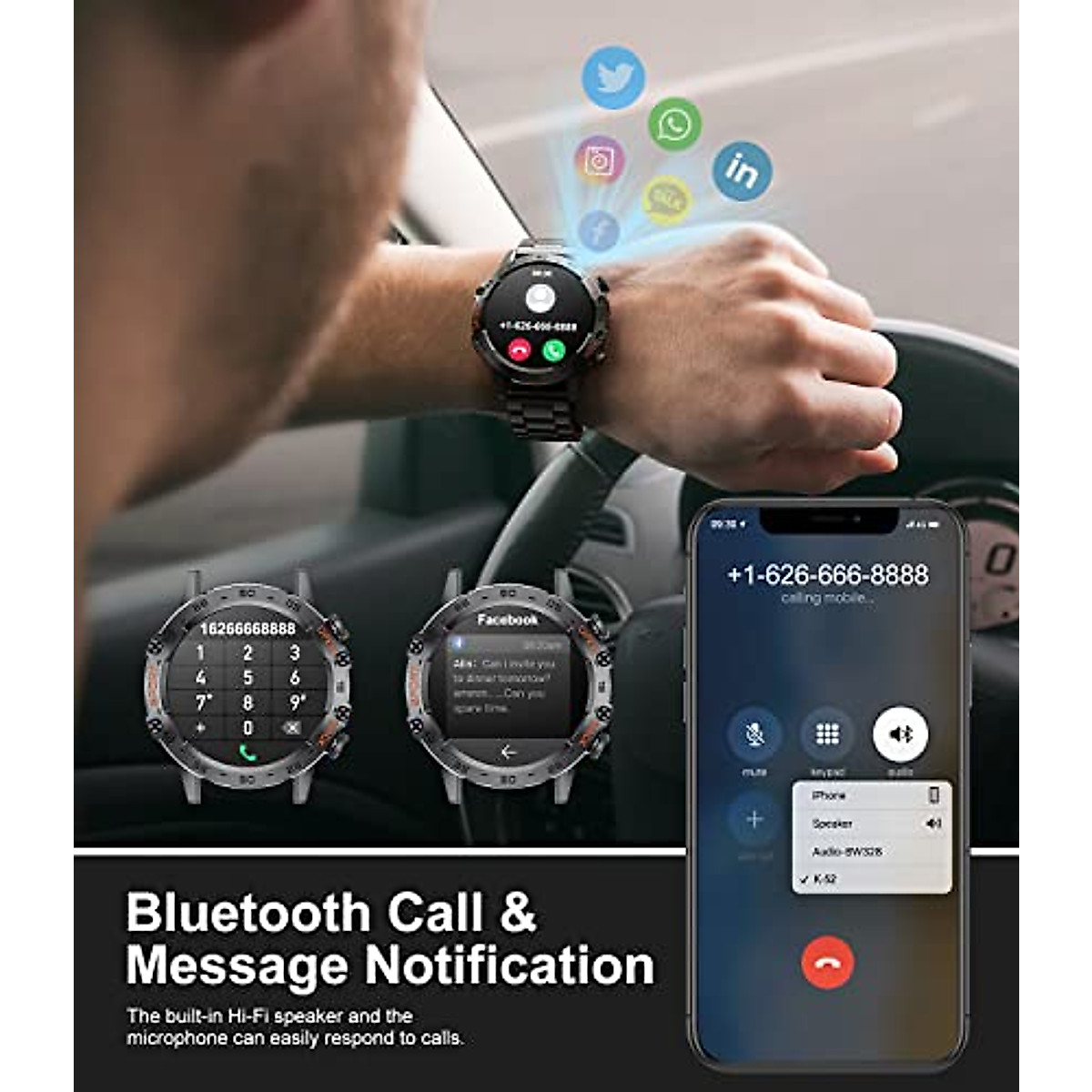 Military Smart Watch for Men (Answer/Make Call), 1.39'' DIY HD 400mAh Long Battery Tactical Sports Watch with 100+ Sports Modes Heart Rate Blood Pressure Monitor,Smartwatch for iPhone Android Phone