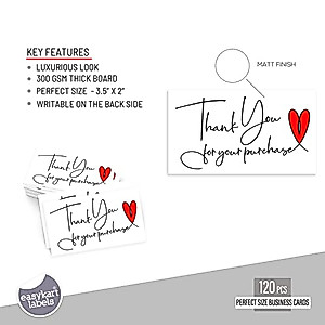 Easykart 120 Thank You For Your Purchase Cards | 300 Gsm Thick Board | Business Card sized | Highly Recommended For Small Business Owners (1 PACK)