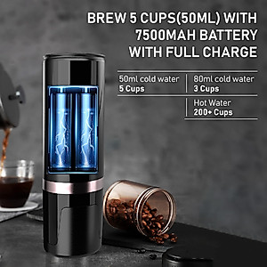 Sobtoe Portable Espresso Machine, Self-Heating Electric Portable Espresso Maker,20 Bar Mini 12V 24V Car Coffee Maker with NS Pods & Ground Coffee for Travel, Camping, Office, Home(Black)