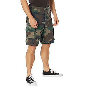 ROTHCO Paratrooper Mens Cargo Shorts Woodland Camo size Large
