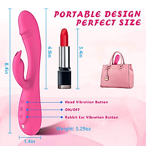 Realistic Vibrator Sex Toy 3in1 Dildo for Women,7 * 7 Vibrators Modes CKSOHOT 8.4'' Liquid Silicone Couple Sex Toy Dildos,IPX7 Fully Waterproof - Rose
