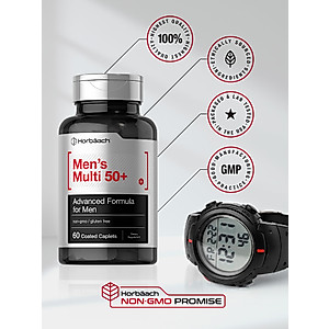 Horbäach Men's Multivitamin 50 Plus | 60 Caplets | Non-GMO & Gluten Free Supplement
