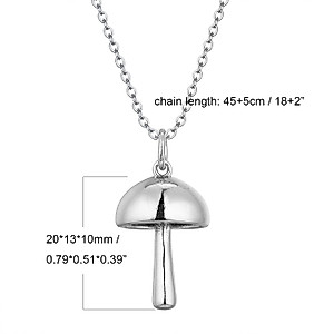 LQXY 925 Sterling Silver Mushroom Necklace for Women