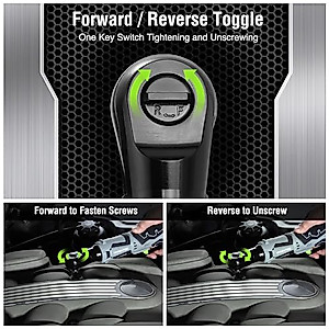 WORKPRO Cordless Electric Ratchet Wrench, 3/8" 12V 40 Ft-lbs Power Ratchet Wrench Kit with 9-Piece Socket Accessory Set, 2-Pack 2.0Ah Lithium-Ion Batteries…