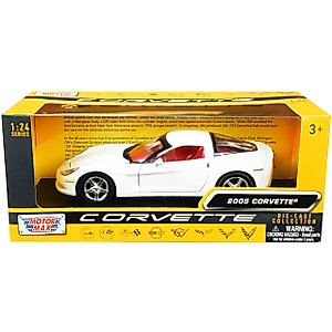 Motormax Toy 2005 Chevy Corvette C6 White with Red Interior History of Corvette Series 1/24 Diecast Model Car by Motormax 73270 73270w-rd 0