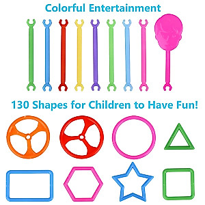 Juboury 1054Pcs Building Toy Building Blocks Bars Different Shape Educational Construction Engineering Set 3D Puzzle, Interlocking Creative Connecting Kit, Great STEM Toy for Both Boys and Girls