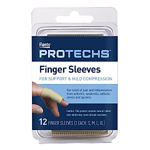 Flents Finger Sleeves, Pain Relief for Arthritis, Inflammation, Tendonitis & Athletic Stress, Plastic Wrap for Support & Compression, Assorted Size - 12 Count