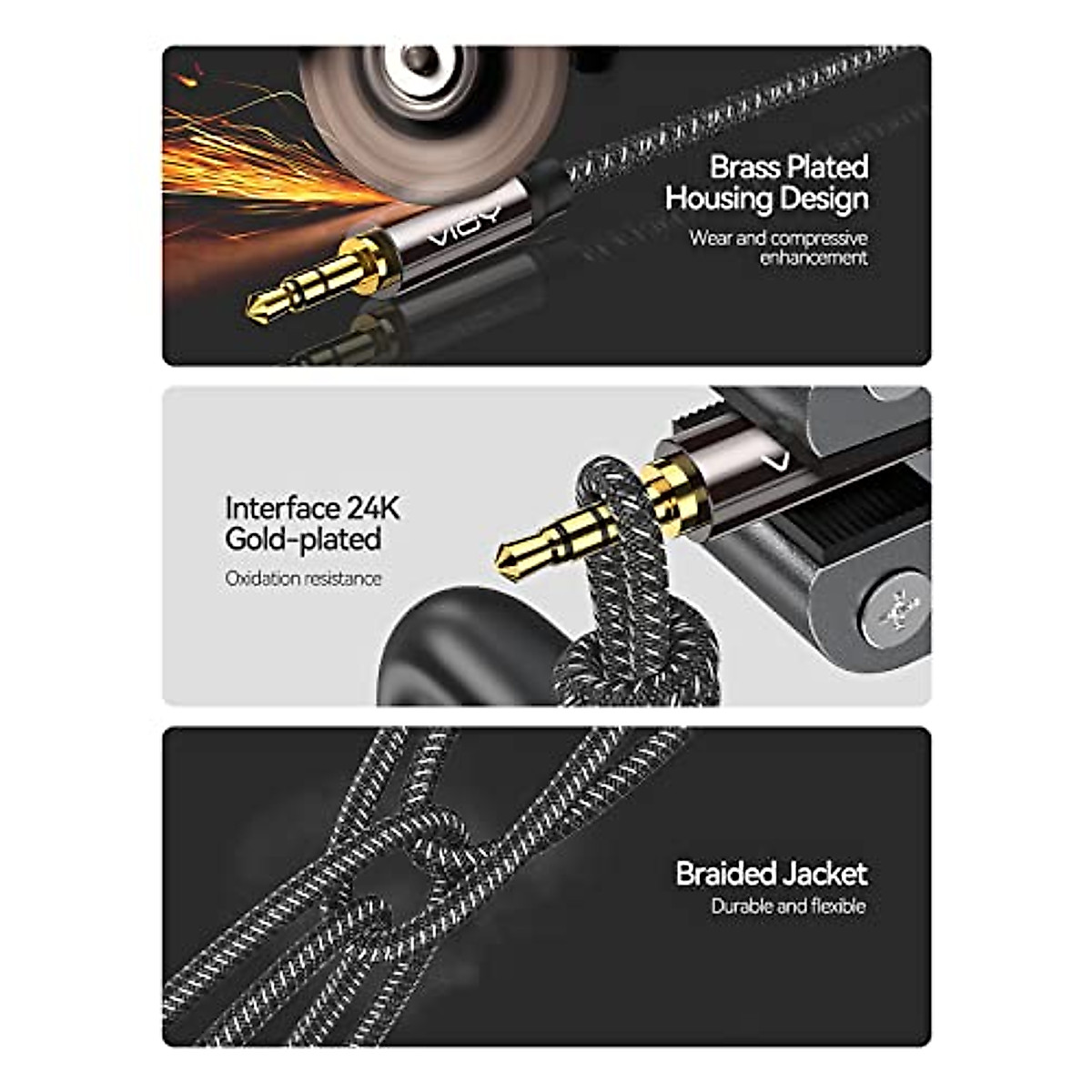 VIOY Headphone Extension Cable 20FT,[Copper Shell, Hi-Fi Sound] 3.5mm Male to Female Stereo Audio Cable Nylon Braided Aux Cord for Smartphones, Tablets, Media Player