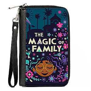 Buckle-Down Women's PU Zip Around Wallet Rectangle-Encanto, 7.5"x4.5"