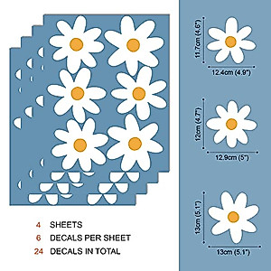 Peel and Stick Flower Floral Vinyl Wall Stickers, White Daisy Wall Decals for Kids Room, Nursery, Bedroom, Living Room, Home Wall Art Décor