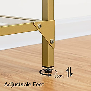 HOOBRO 39.4" Gold Console Table, Tempered Glass Sofa Table, Narrow Entryway Table, Metal Frame, Modern Style, Hallway, Living Room, GD04XG01