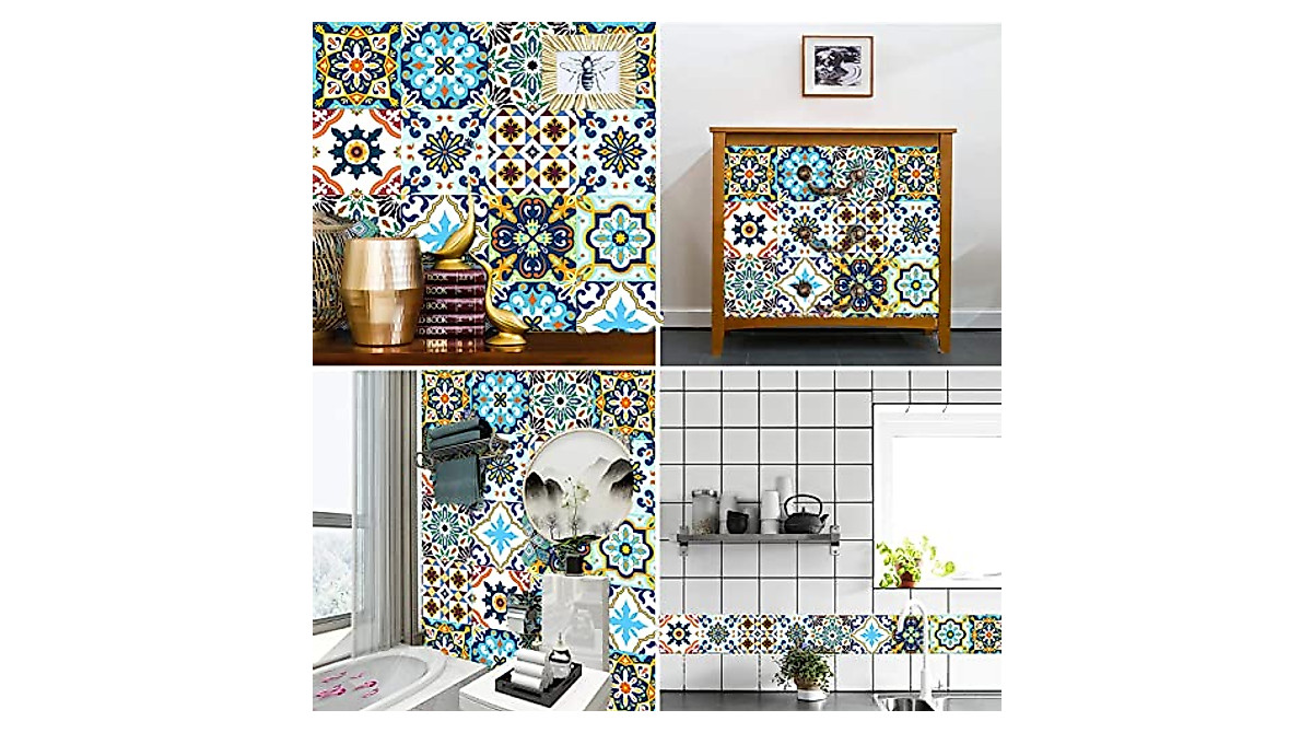 16Pcs Decorative Tile Stickers – Waterproof Vinyl Self-Adhesive Decor