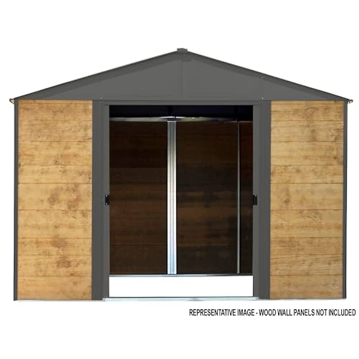 Arrow 10' x 8' Ironwood Galvanized Steel Hybrid Outdoor Shed Kit, Anthracite