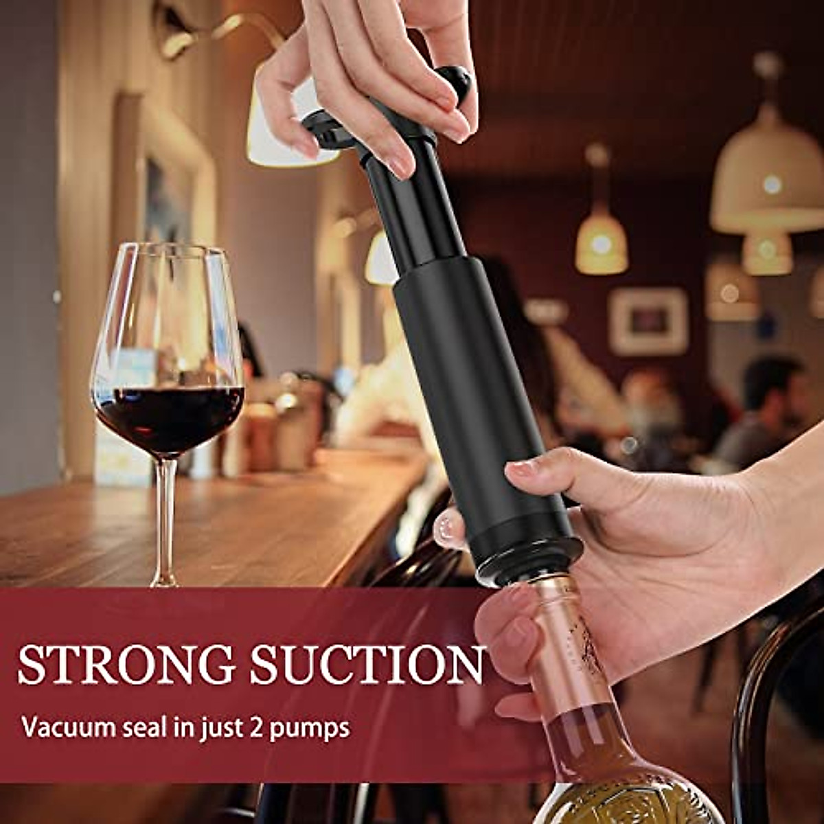 Premium 7-in-1 Wine Gift Set, Includes Wine Saver Pump with 4 Real Vacuum Wine Bottle Stoppers, 1 Foil Cutter, 1 Wine Pourer, Best Gifts for Wine Lovers