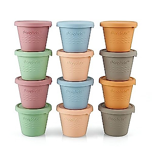 PandaEar 12 Pack Silicone Baby Food Storage Containers, 4 oz Reusable Small Snack Containers Freezer Storage with Airtight Lids Leak Proof for Infants Kids Babies, Microwave & Dishwasher Safe