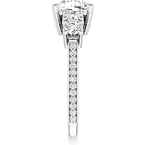 Moissanite World Cushion Cut 3.00Ct, VVS1 Clarity, Moissanite Diamond, 925 Sterling Silver Ring, Five Stone Promise Ring, Bridal Ring, Engagement Ring, Party Jewelry (5.5)