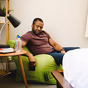 Big Joe Dorm Bean Bag Chair with Drink Holder and Pocket, Spicy Lime Smartmax, Durable Polyester Nylon Blend, 3 feet