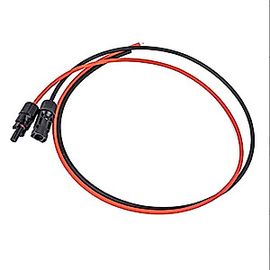 Jtron 20 Feet 10AWG Solar Extension Cable Wire with Weatherproof Female and Male Solar Connector Adapter Kit Female and Male Connector(20FT Red + 20FT Black) (20FT 10AWG)