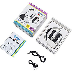 Contixo KB-2600 Wireless Headphones for Kids - Kids Proof 85dB with Volume Limiting - Built-in Microphone - SD Card Slot - Bluetooth Headphones for iPhone/iPad/Smartphones/Laptop/PC (White)