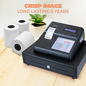 TThermal Printer Receipt Paper Rolls for Cash Registers and POS Print Paper Systems 3-1/8" X 230' - 48 GSM 50 Rolls Comaptible with Square, Clover, Epson Tmt88, Tsp and More