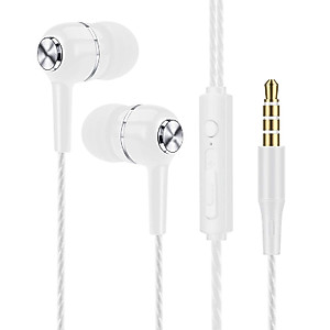 D-GROEE Earbuds Earphones, Wired Headphones in Ear, S12 Universal 3.5mm Earphone Wired Earbuds with Mic for Phone White with Mic