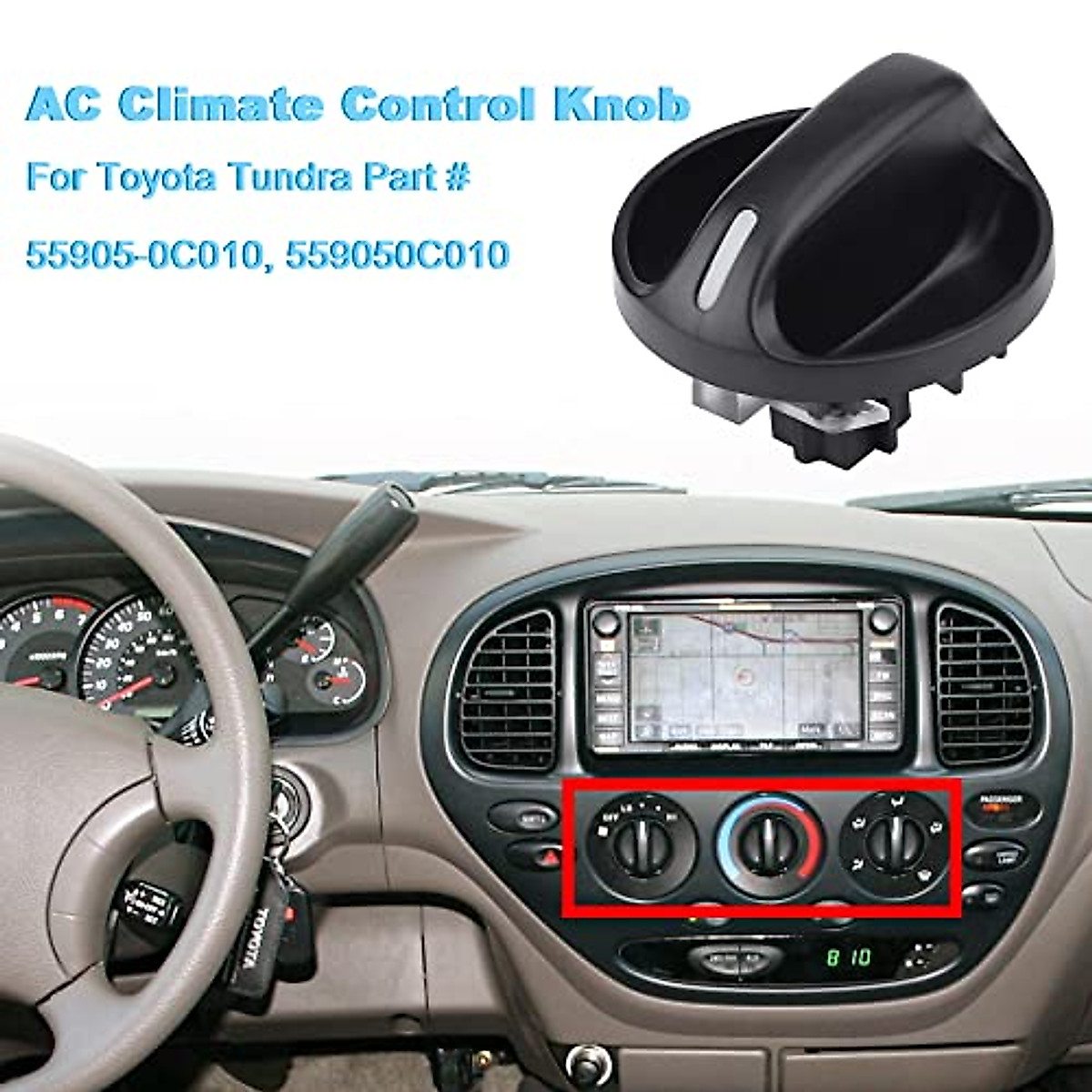 RDBS AC Climate Control Knob Compatible with 2000-2006 Toyota Tundra Blower/Temperature/Air Flow Control Switch Knob,Replaces 55905-0C010, 559050C010