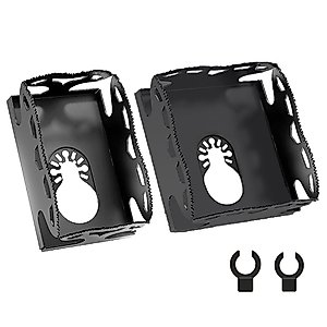hylissus 2 Pack Square Slot Cutter Drywall Oscillating Tool, Stainless Steel Drywall Outlet Cutout, One Step In Place Electrical Box Cutter for Drywall, Plastic Metal, Wood (Rectangle + Square)