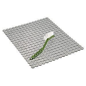 mDesign Kitchen Sink Dish Drying Mat/Grid - Soft Plastic Sink Protector, Cushions Sinks, Dishes - Quick Draining Circle Design - Includes 1 Saddle, 2 Large Mats - Set of 3 - Graphite Gray