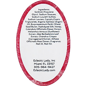 Eclectic Lady Strawberry Passion Shampoo Soap Bar with Pure Argan Oil, Silk Protein, Honey Protein and Extracts of Calendula Flower, Aloe, Carrageenan, Sunflower - 4 oz Bar