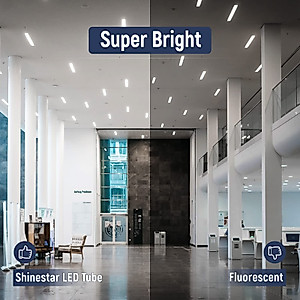 SHINESTAR 12-Pack LED Shop Light 8FT, 72w 9000LM 5000K Daylight, Linkable T8 Tube Lights for Garage, Workshop, Basement, Plug and Play