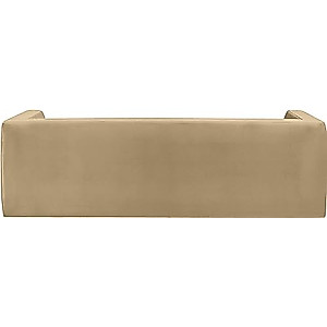 Meridian Furniture 665Camel-S Henson Collection Modern | Contemporary Velvet Upholstered Sofa with Soft Camel Velvet, Solid Wood Frame, 89.5" W x 34.5" D x 28" H, Camel