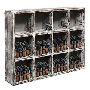 MyGift Torched Wood Shadow Box Display Case, Wall Mounted Cubby Collectible Storage Shelf, Crystal Display Shelves with 12 Compartments