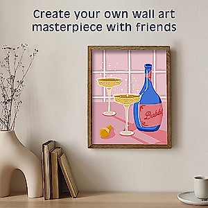 Pink Picasso Kits Mid Century Modern Paint by Number for All Ages | DIY Color by Numbers Craft Kit Acrylic Paint Canvas Beginners Painting Kits as Seen On Shark Tank | (Be Bubbly) 8x10-Paint Kit Set