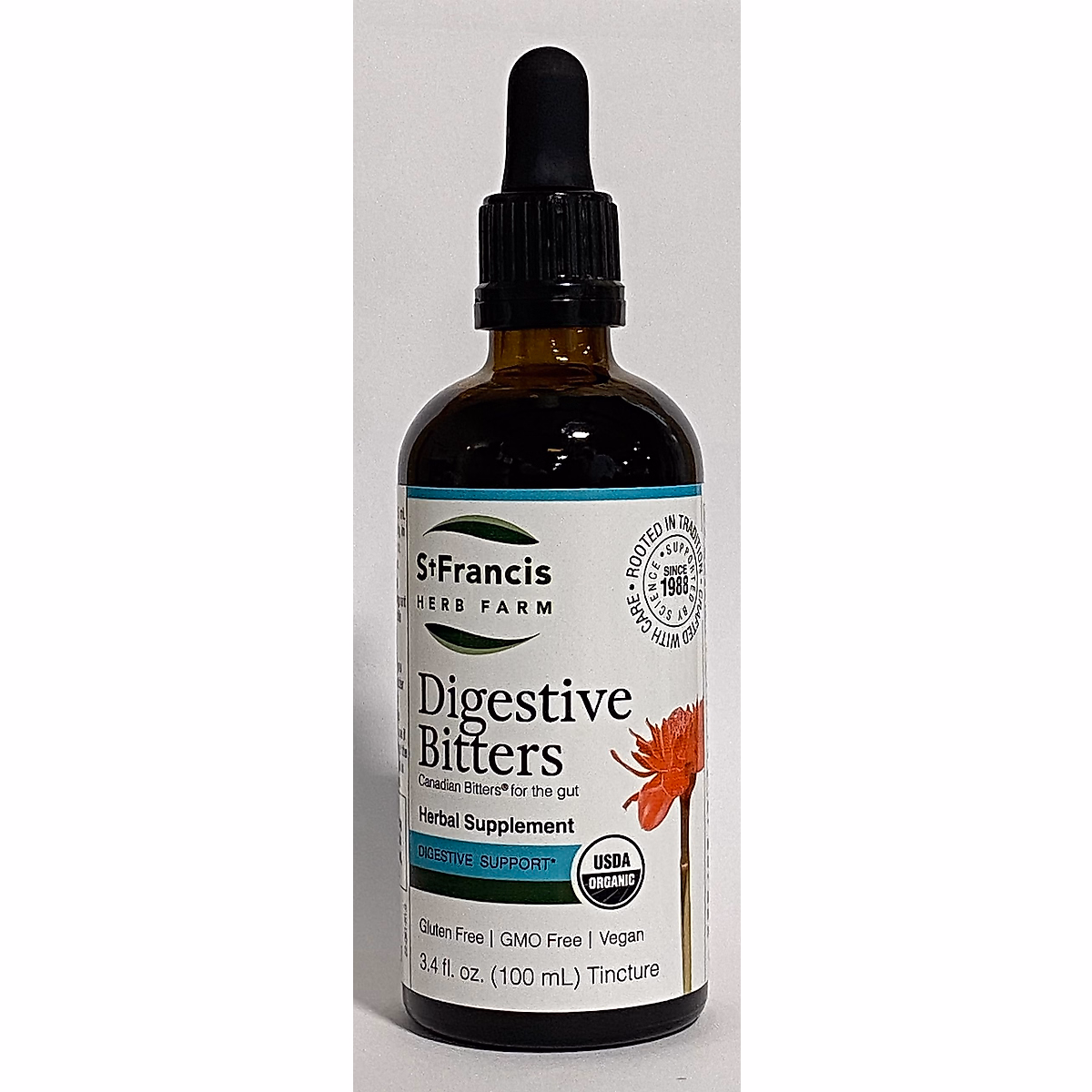 St. Francis Herb Farm - Digestive Bitters 100ml - Herbal Supplements - Organic, Non GMO, Vegan, Gluten Free, Dairy Free