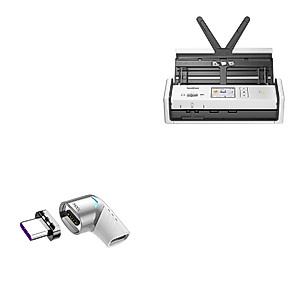 BoxWave Adapter Compatible with Brother ADS-1800W Scanner - MagnetoSnap PD Angle Adapter, Magnetic PD Angle Charging Adapter Device Saver - Metallic Silver
