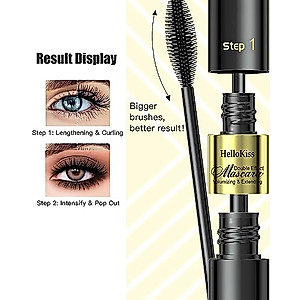 Naseny 2in1 Vibely Mascara 5X Longer Lengthening And Thickening Mascara Waterproof Black Volume And Lengh Mascara Smudge-Proof Non Clumping Long Lasting Eye Makeup