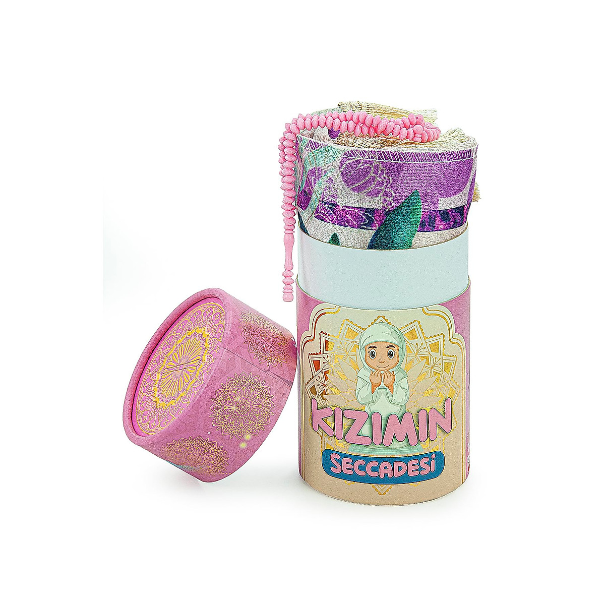 ihvan online, Kids Prayer Mat, Muslim Prayer Rug for Kid, Islamic Gifts for Kids, Design Janamaz Sajadah, Soft Salah Mat Carpet for Kids, Travel Praying Rug, Pink-White Kaaba