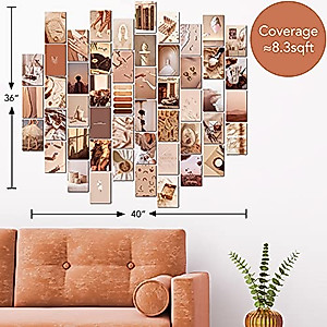 KOLL DECOR Beige Wall Collage kit Boho - 50 Set 4''x6'' Prints Aesthetic Wall Collage Kit Beige Room Decoration Tezza Collage Kit Wall Decor for Teen Girls