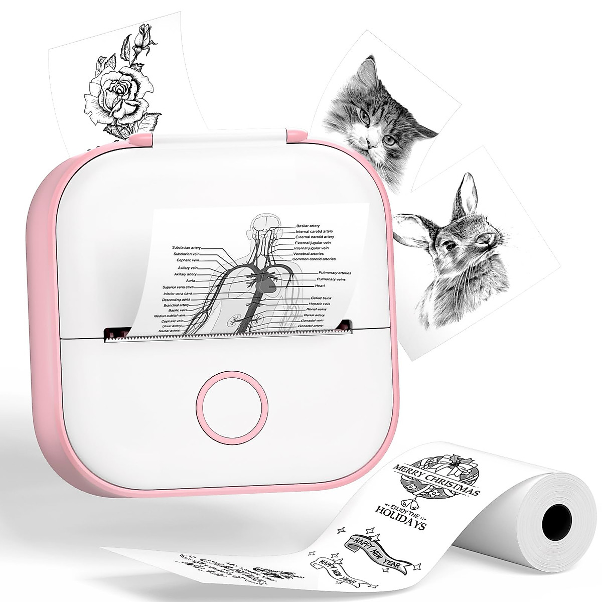 Phomemo Sticker Printer- Print Pods Mini Sticker Printer Maker T02, Bluetooth Thermal Pocket Printer for Study Notes, Stickers, Photos, DIY Printing, Pink