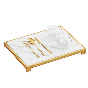 SpaceAid Stone Drying Mat for Kitchen Counter, Bamboo Rack Dish Pad, Instant Dry Diatomaceous Earth Mat Dishes, Stone Dish Fast Drying Mat Board (15.8 x 11.8 inch, White Marble)