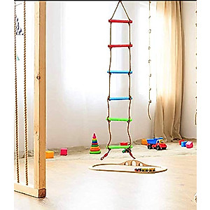 (Set of 2) Climbing Rope Tree Swing and Climbing Rope Ladder, with Platforms and Disc Swings Seat - Playground Swing-Set Accessories Outdoor for Kids`