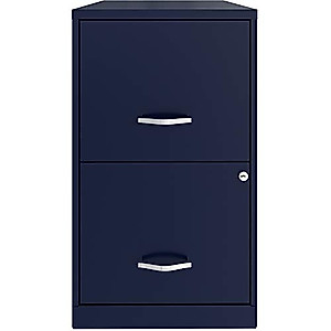 Hirsh Industries Space Solutions 18in 2 Drawer Metal File Cabinet Navy, Letter Size, Fully Assembled