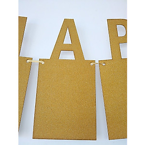 YAMI COCU Happy Birthday Photo Banner for 60th Birthday Party Decorations Picture Bunting Gold