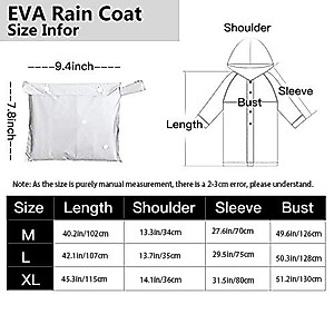 Besshopie Rain Poncho for Adults, Reusable Raincoat Emergency Rain Gear with Hoods and Sleeves White M