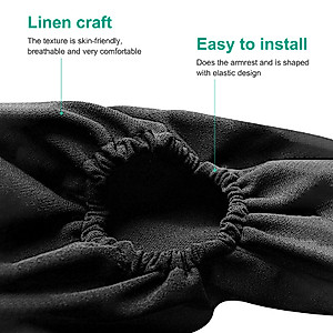 TUTUDOW 1 Pair Universal Size Seat Arm Rest Cover,Replacement Car Front Seat Armrest Cover,Car Interior Accessories(Black)