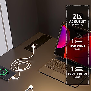 Vlsrka LED Home Office Desk with Hutch, 31.5 Inch Modern Computer Desk with Power Outlet, Wooden Bush Study Desk with Storage Drawers & Shelves (Matte Black)