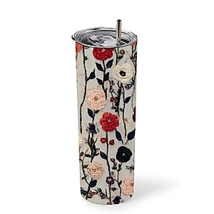 Medpol roses insulated tumblers coffee cup Gift，roses Drinking Glasses-Tea Cup-Coffee Mug tumbler with lid and straw 20 oz insulated tumbler cups