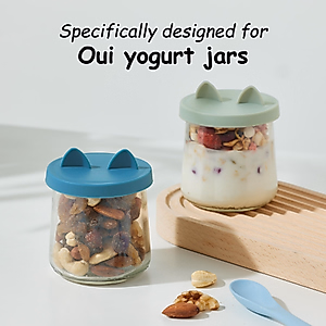 Wingcases Oui Yogurt Jar Lids Silicone - 12 Pack Morandi Colour Patent Authorised Design for 5 Oz Oui Yoghurt Glass Jars, Lids Only, Leakproof, Reusable, Food-Grade, Cute