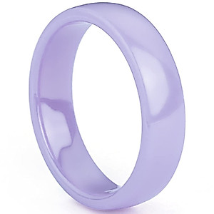 Jude Jewelers Stainless Steel Classic Simple Plain Dome Style Ceramic Wedding Band Ring (Light Purple, 10)