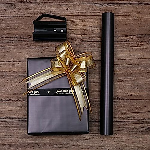 THMORT Matte Black Wrapping Paper Roll with a Cutter Kit for Birthday,Wedding,Christmas,Baby Shower,17 Inch X 33 Feet Pure Solid color All Occasions Wrapping Paper for Gift wrapping.